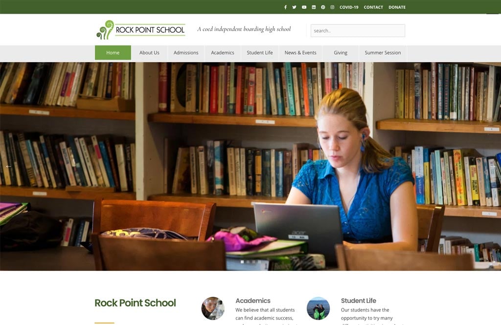 A website redesign for Rock Point School